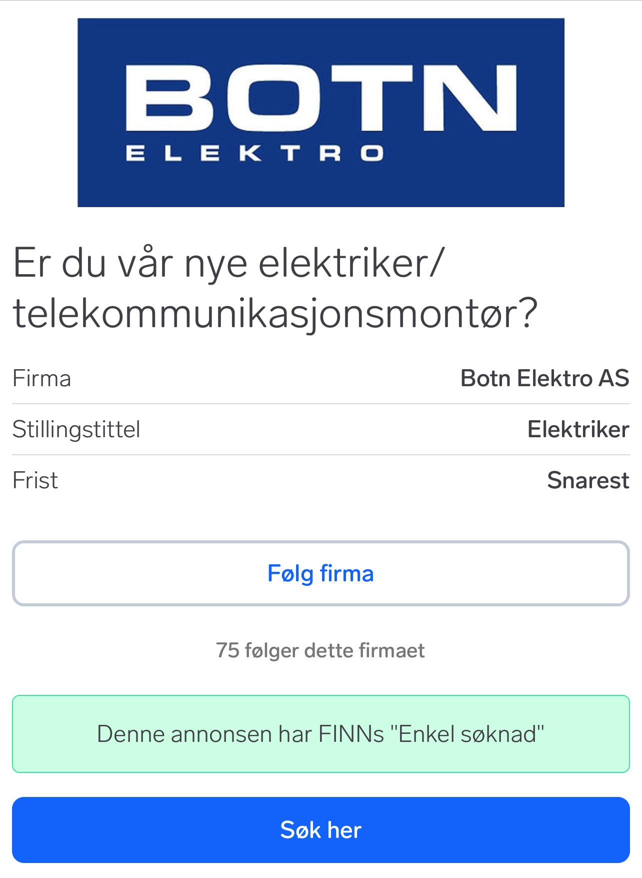 Anonnse - Botn Elektro AS - Botn Elektro AS